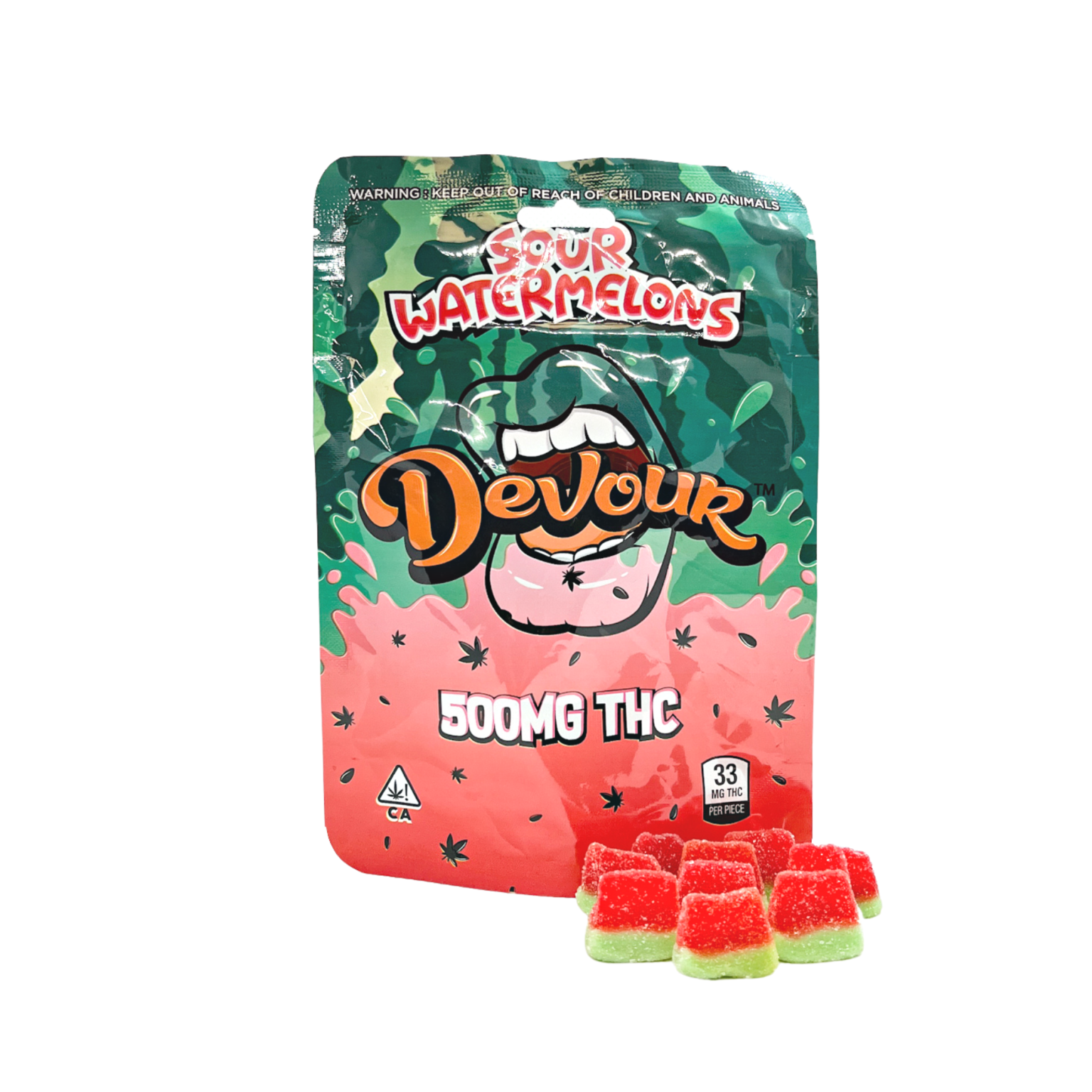 Devour 500mg Gummies – Sour Watermelon - Cali Canna