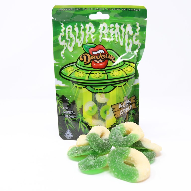 Devour 500mg Gummies – Alien Apple Rings - Cali Canna