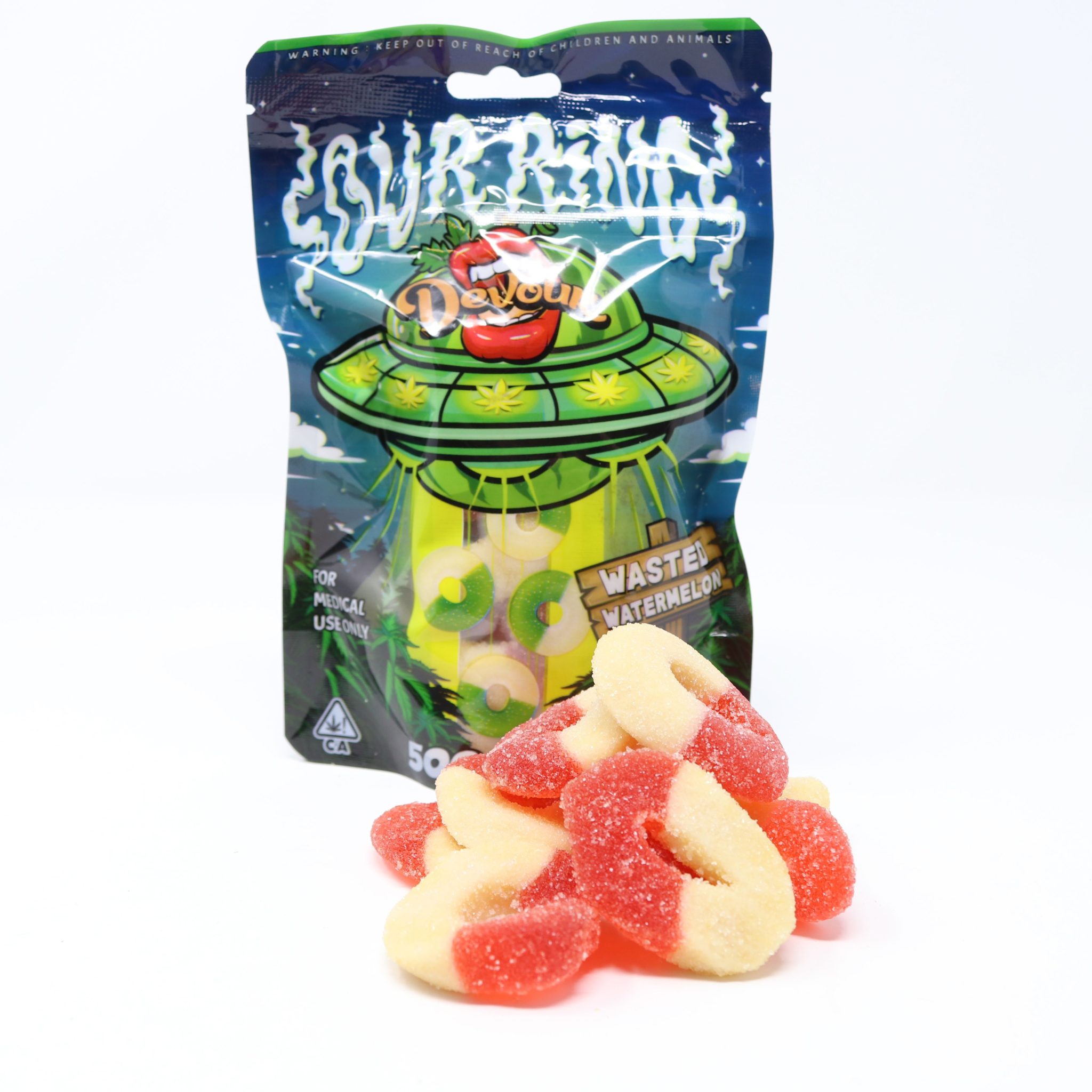 Devour 500mg Gummies – Wasted Watermelon Rings - Cali Canna